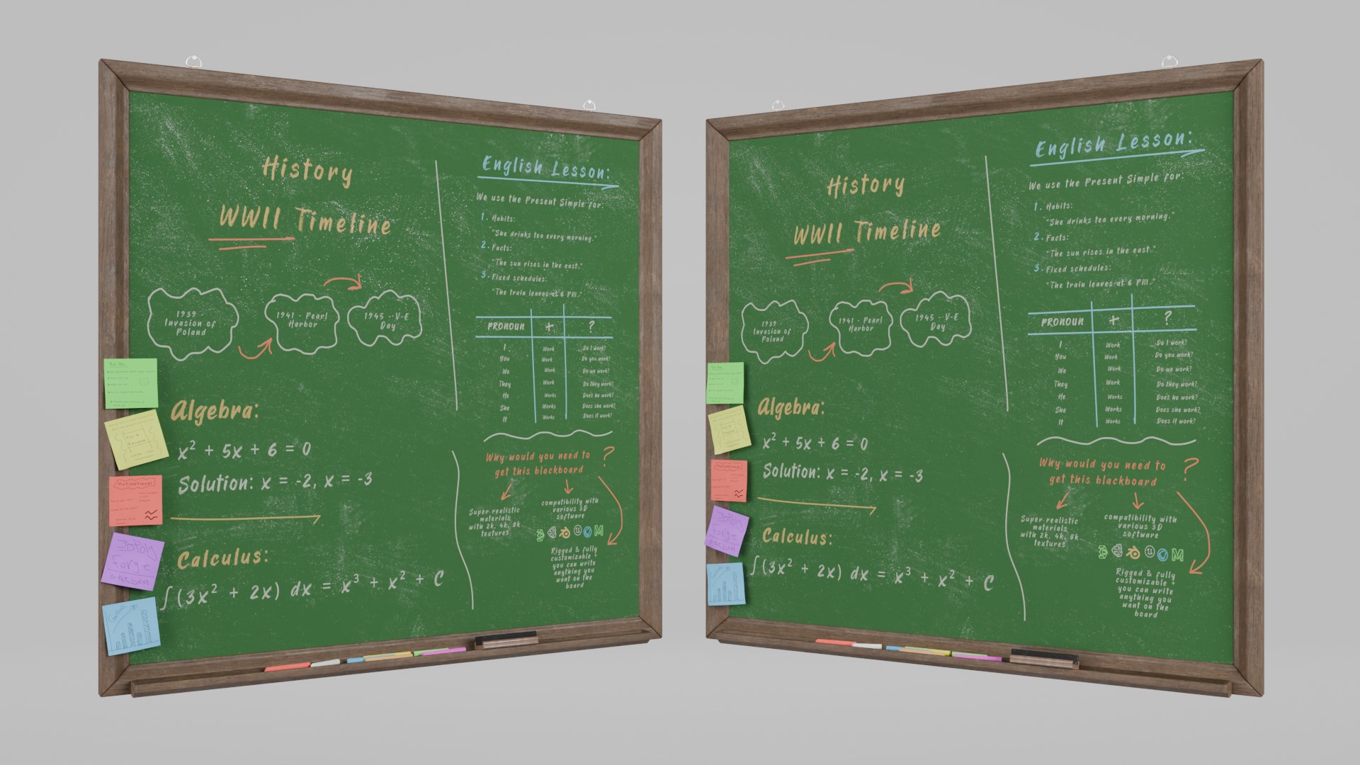 3D Customizable Wall-Mounted Greenboard - Square Wooden Writing Board ...