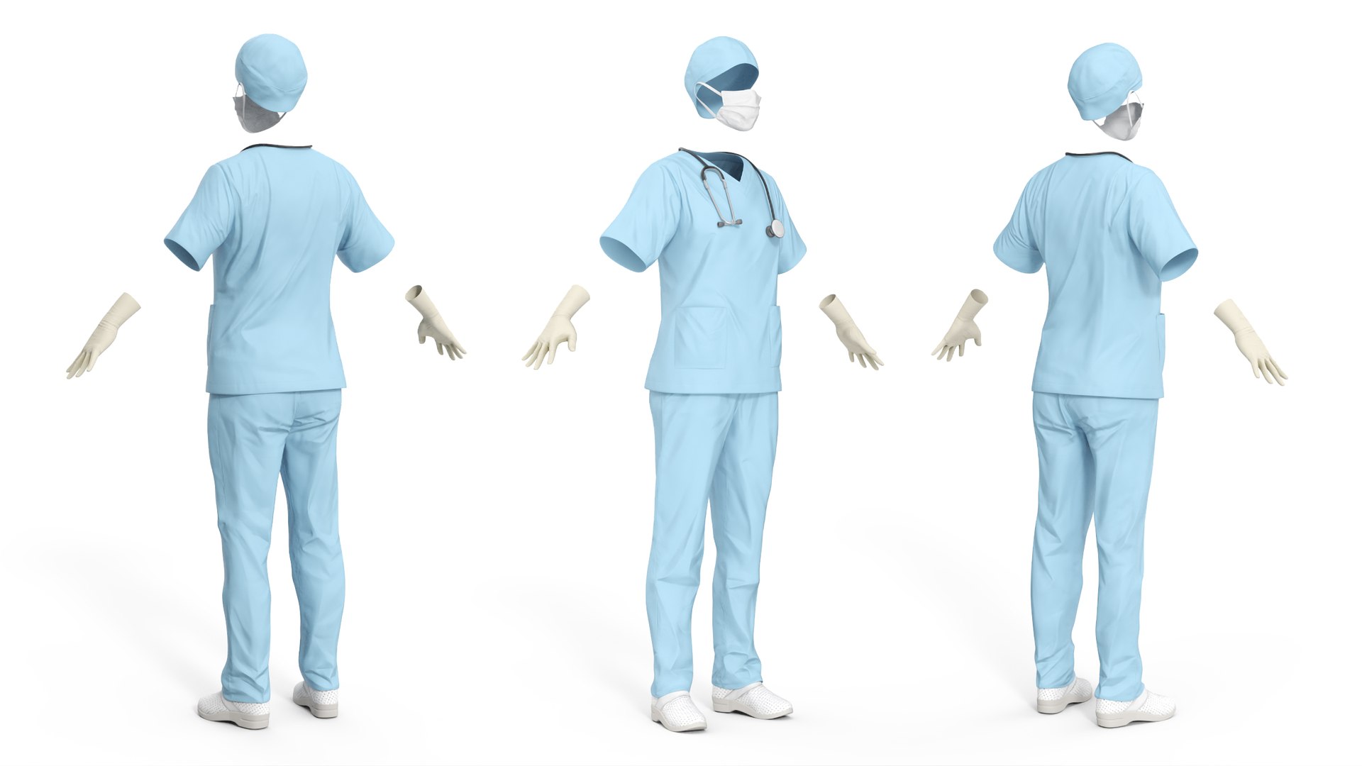 Surgeon Uniform Scrubs With Stethoscope 3D Model - TurboSquid 2199209