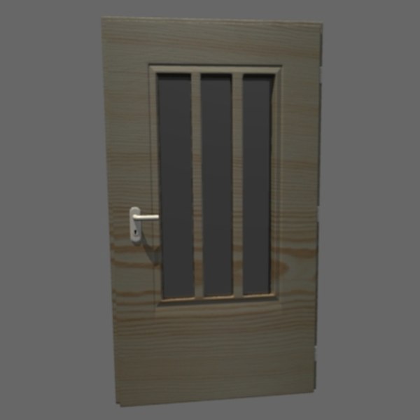 3ds max door wooden glass