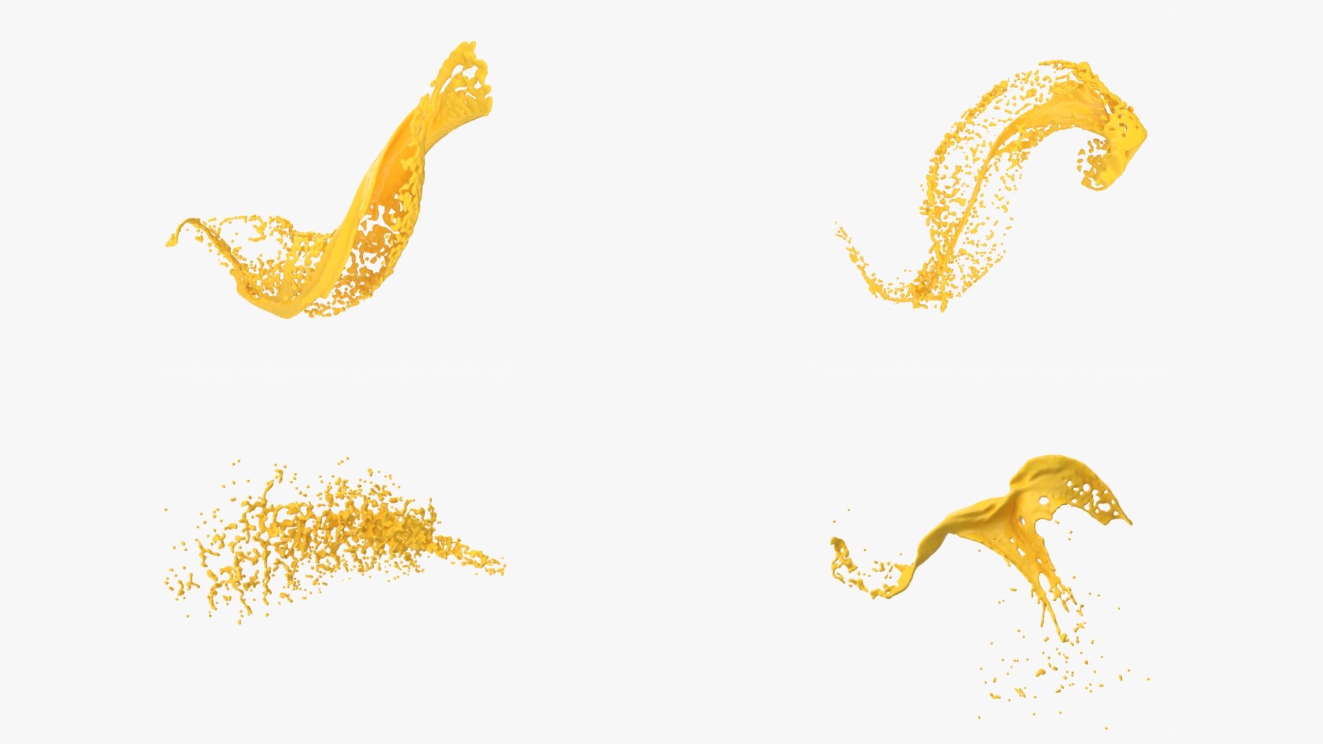 Yellow Splash Bundle 3 3D Model - TurboSquid 1914795