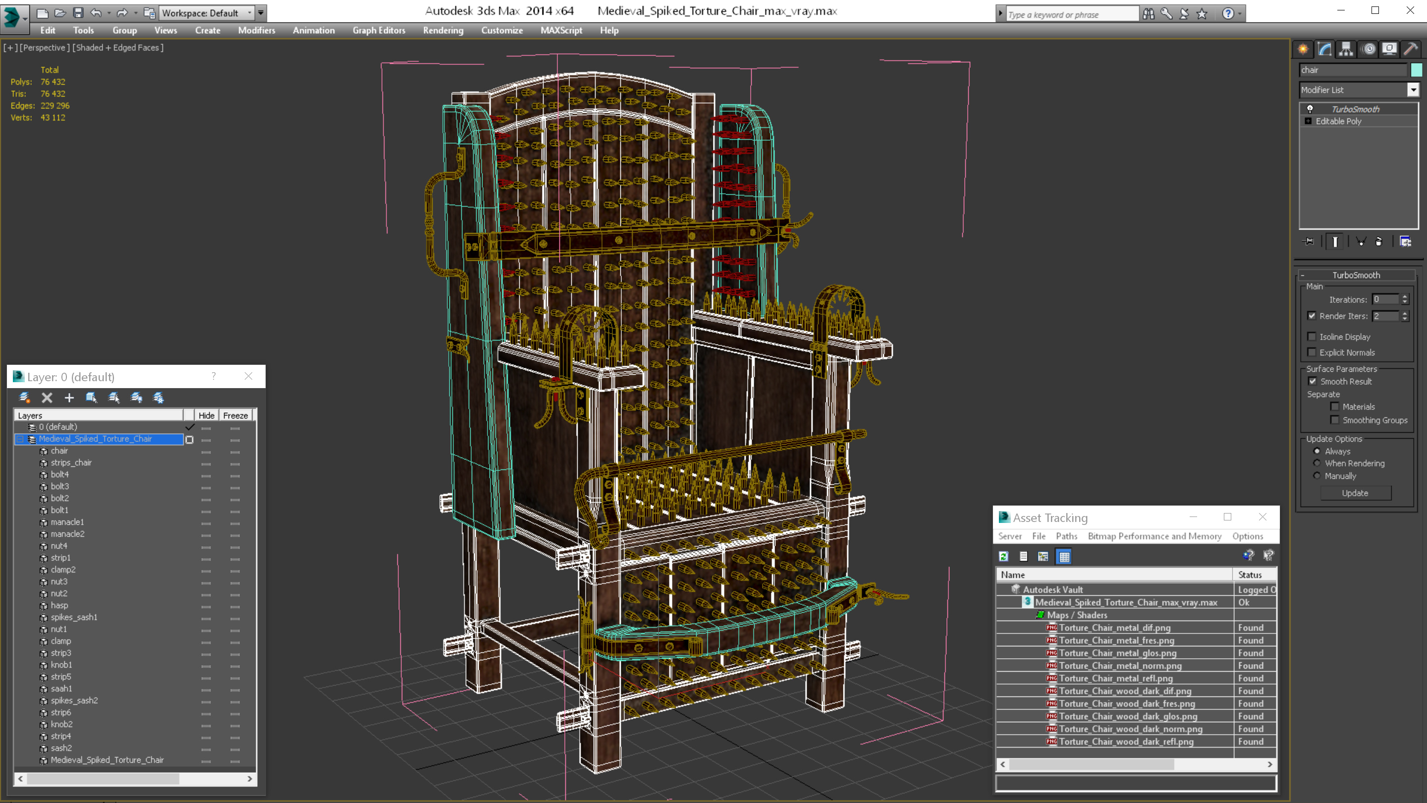 Medieval Spiked Torture Chair model - TurboSquid 1738090