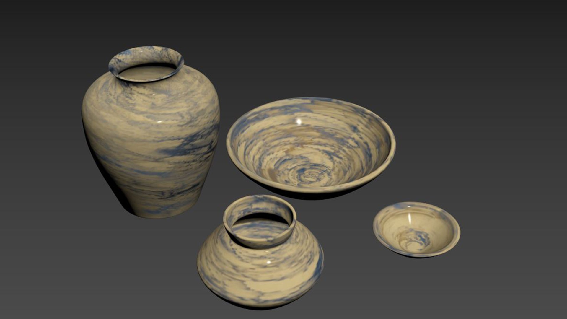3D Handcrafted Marbled Ceramic Collection Model - TurboSquid 2214949
