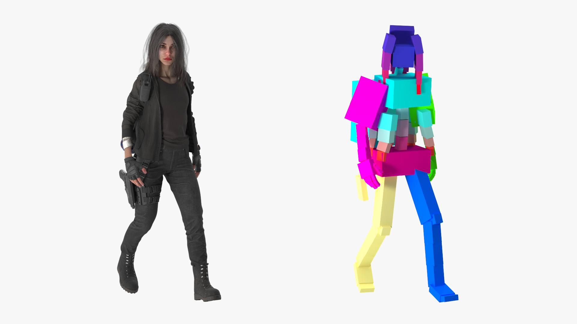 3D Model Post Apocalypse Survivor Woman Rigged - TurboSquid 2335553