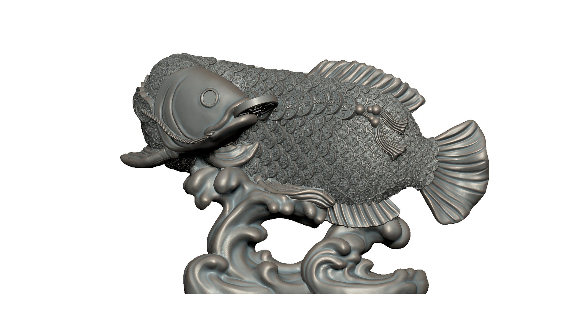 3D Model LUCKY DRAGON FISH WITH COIN AND FISH SCALES - TurboSquid 2451394