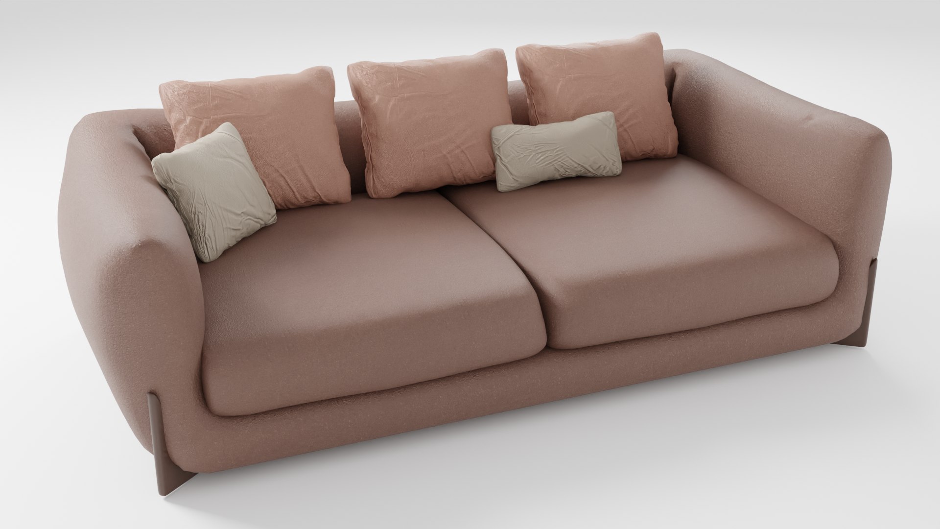 3D Very Soft Textured Sofa In Brown Shades - TurboSquid 2226215