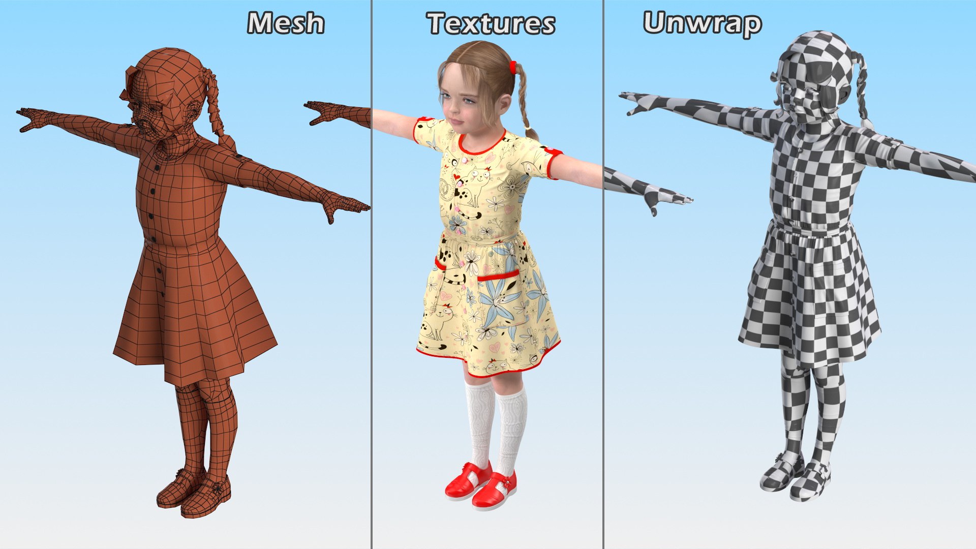 3D Realistic Child Girl Everyday Style Rigged - TurboSquid 2084353
