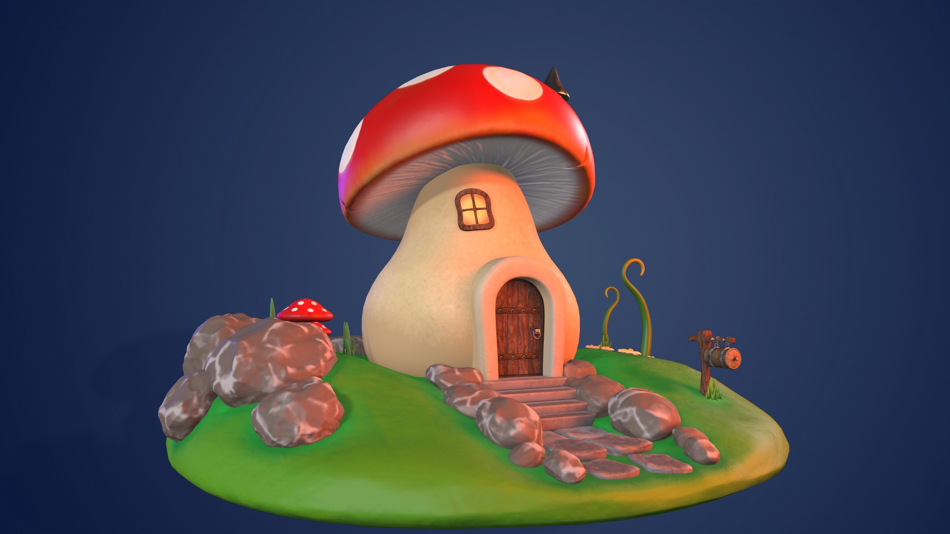 3D Mushroom house cartoon model - TurboSquid 2103105