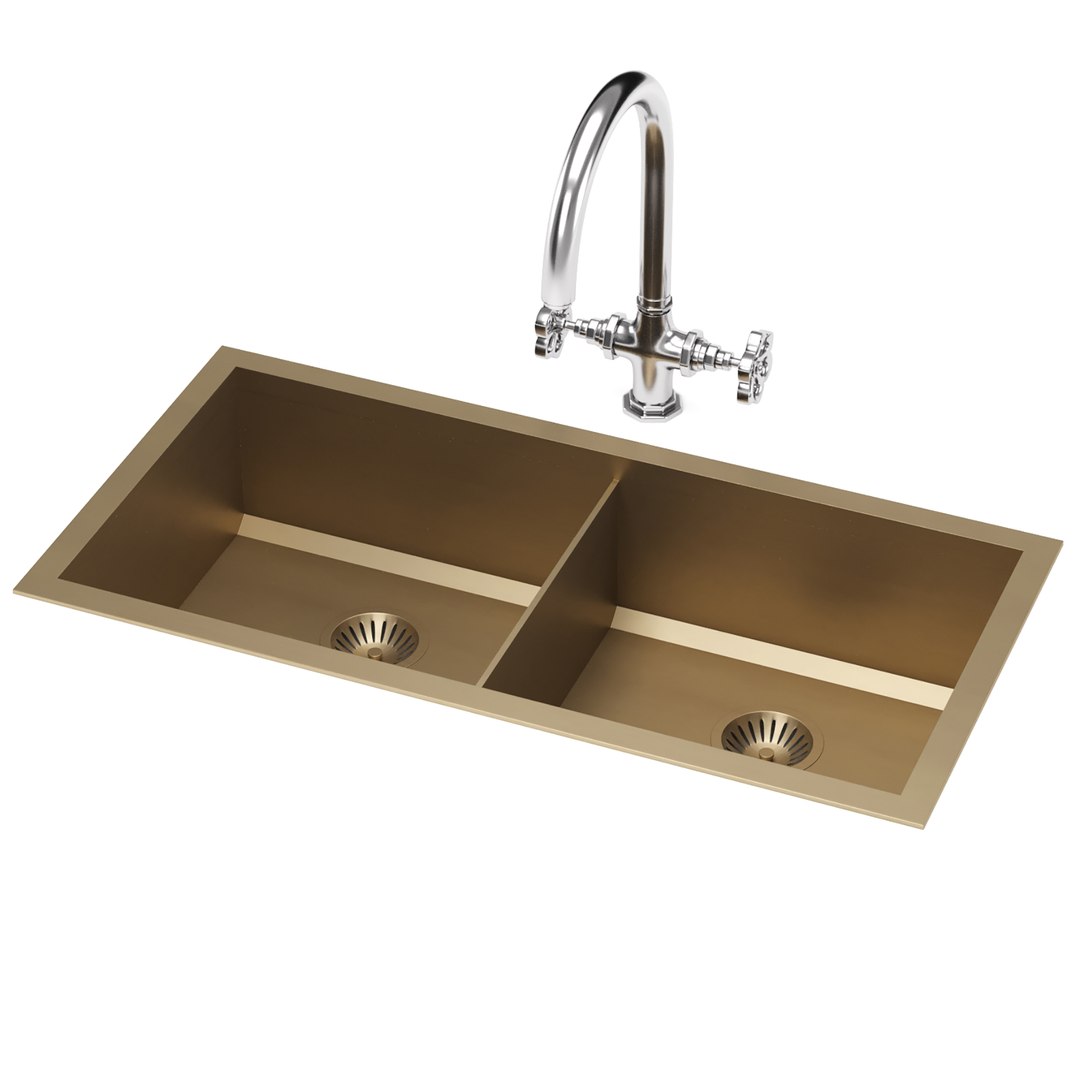 Top mounted rectangular sink with divider model - TurboSquid 2005988
