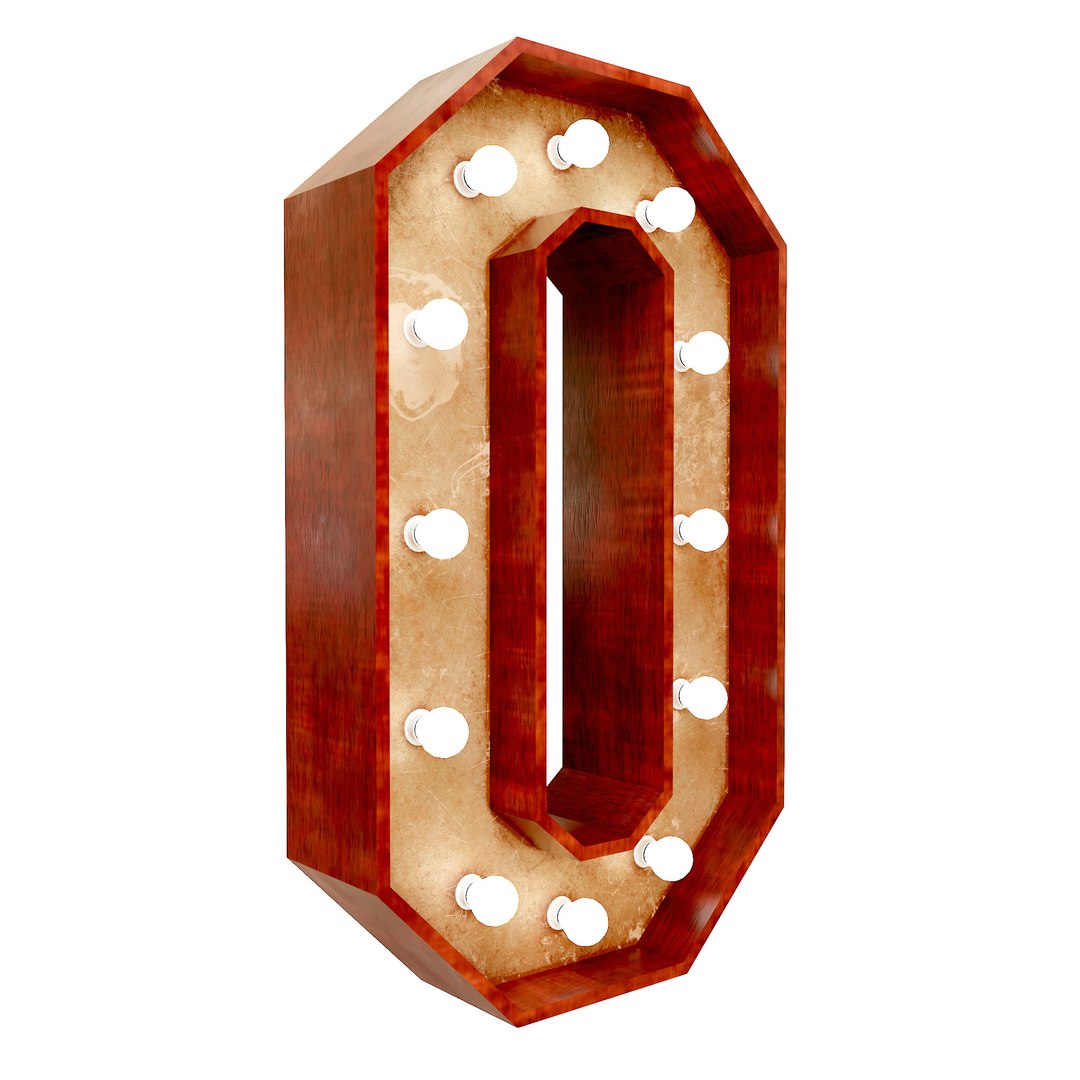3D Marquee O Wooden Glow Sign 3dmodel Model - TurboSquid 1975975