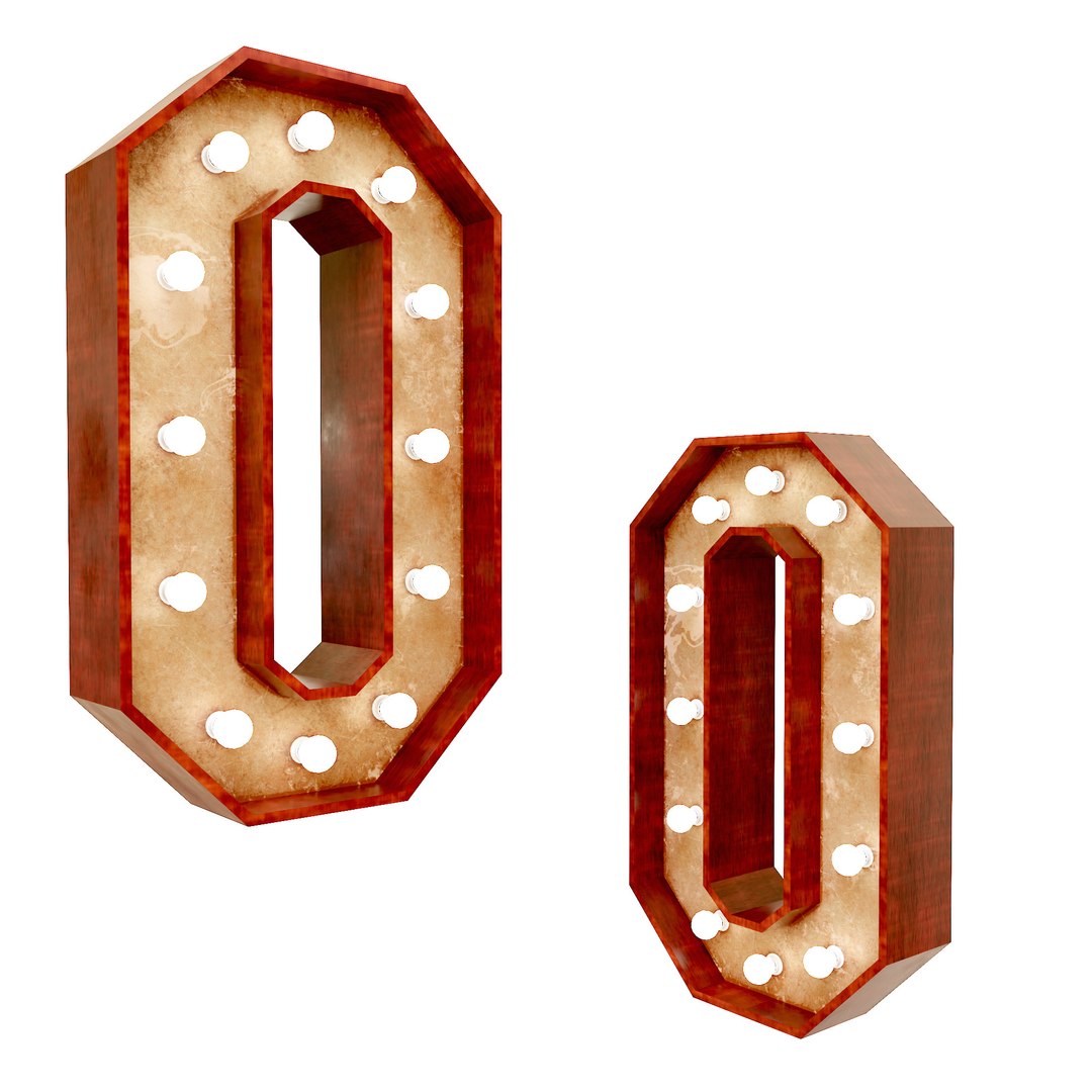3D Marquee O Wooden Glow Sign 3dmodel Model - TurboSquid 1975975
