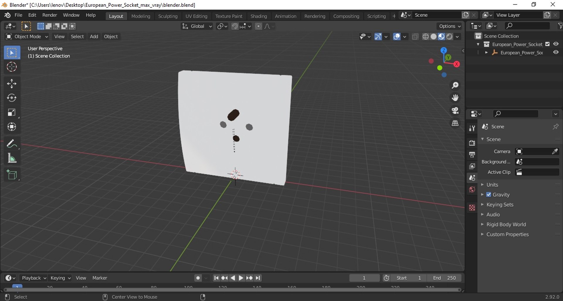 3D European Power Socket Model - TurboSquid 2247025
