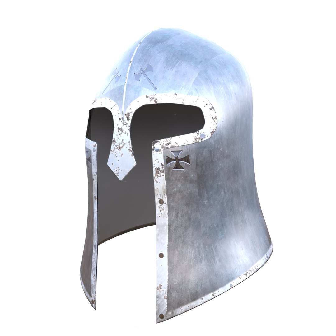 Modello 3D Elmo medievale da cavaliere, modello 3D PBR a bassa poli ...