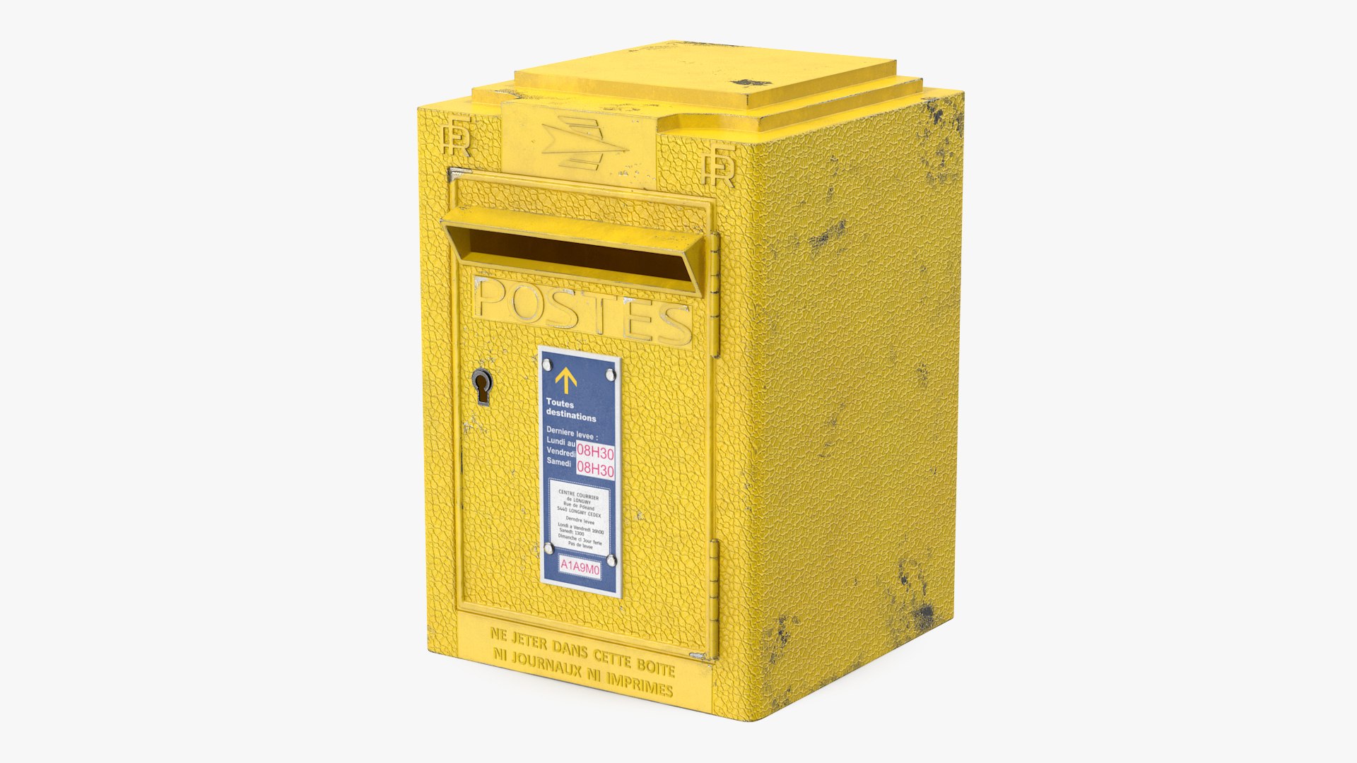Wall Mounted French Yellow Mailbox 3D model - TurboSquid 1830835