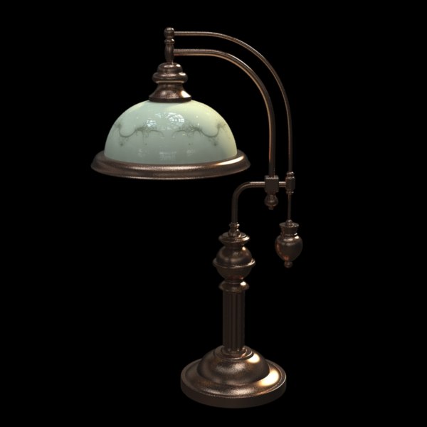 3d model antique desk lamp