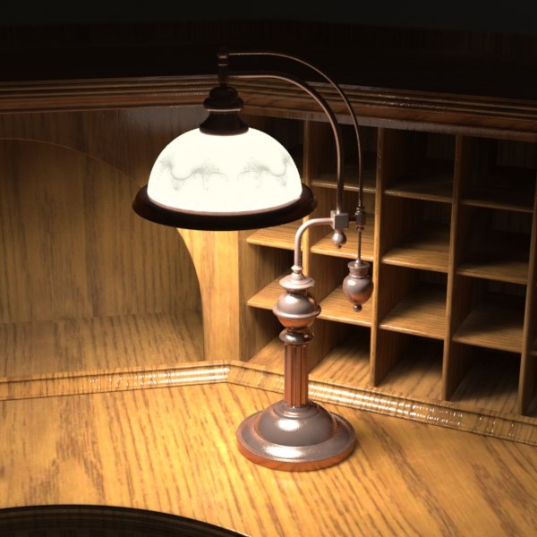3d model antique desk lamp