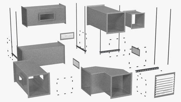 3D corner square air duct model - TurboSquid 1646656