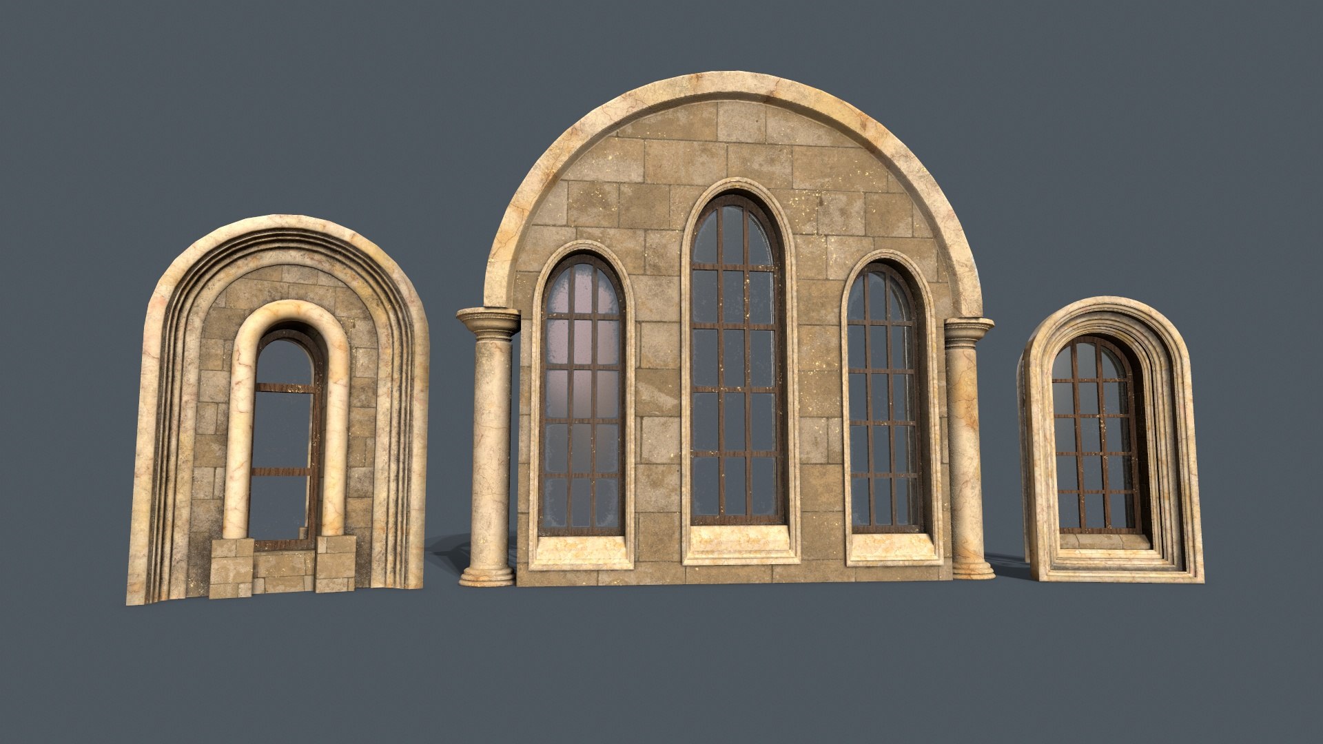 3D Medieval Window Set - TurboSquid 2299053