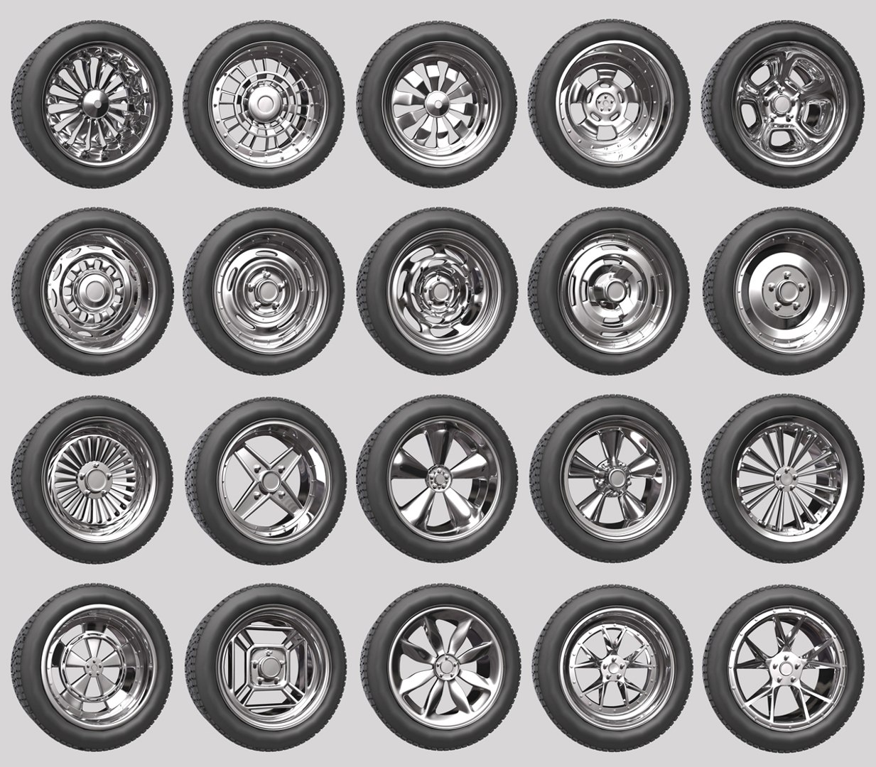 Pack 1 2 Car Wheels 3d Obj