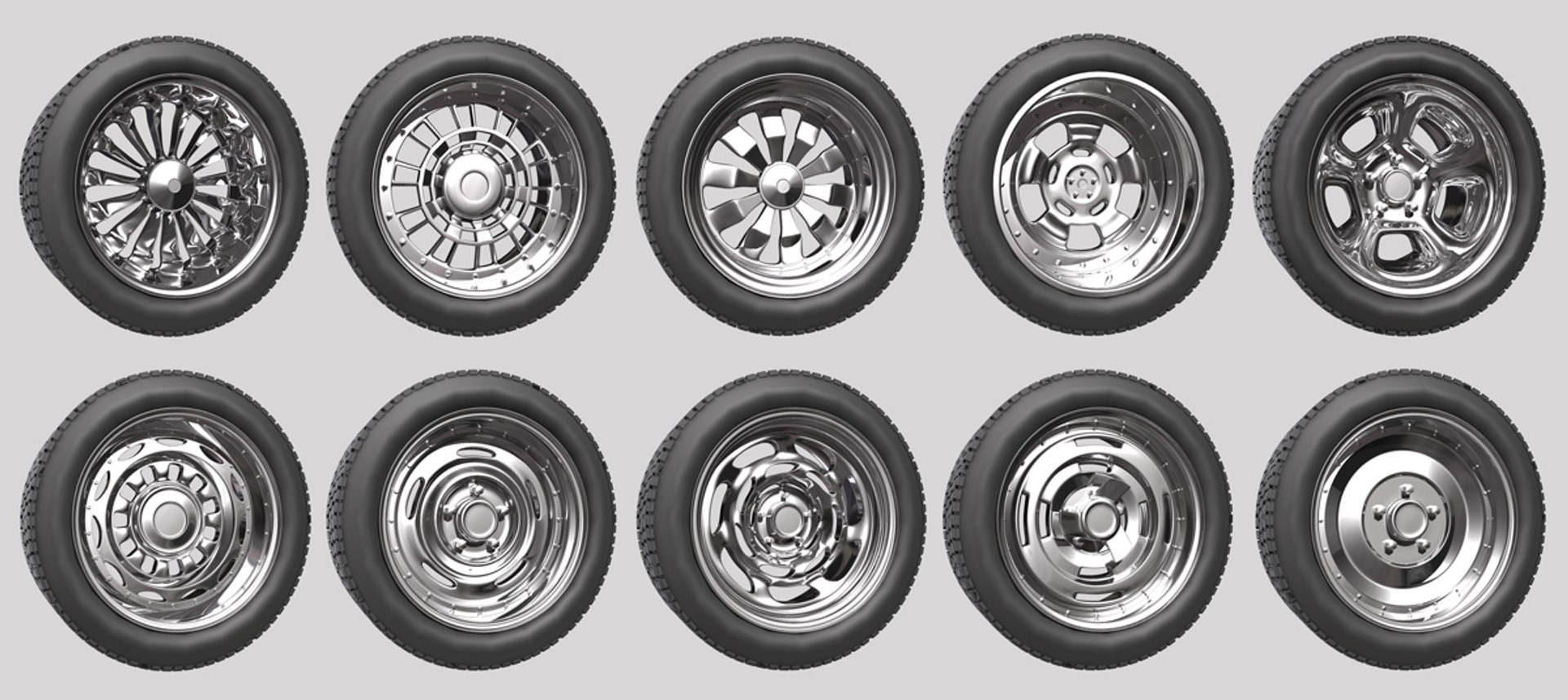 Pack 1 2 Car Wheels 3d Obj