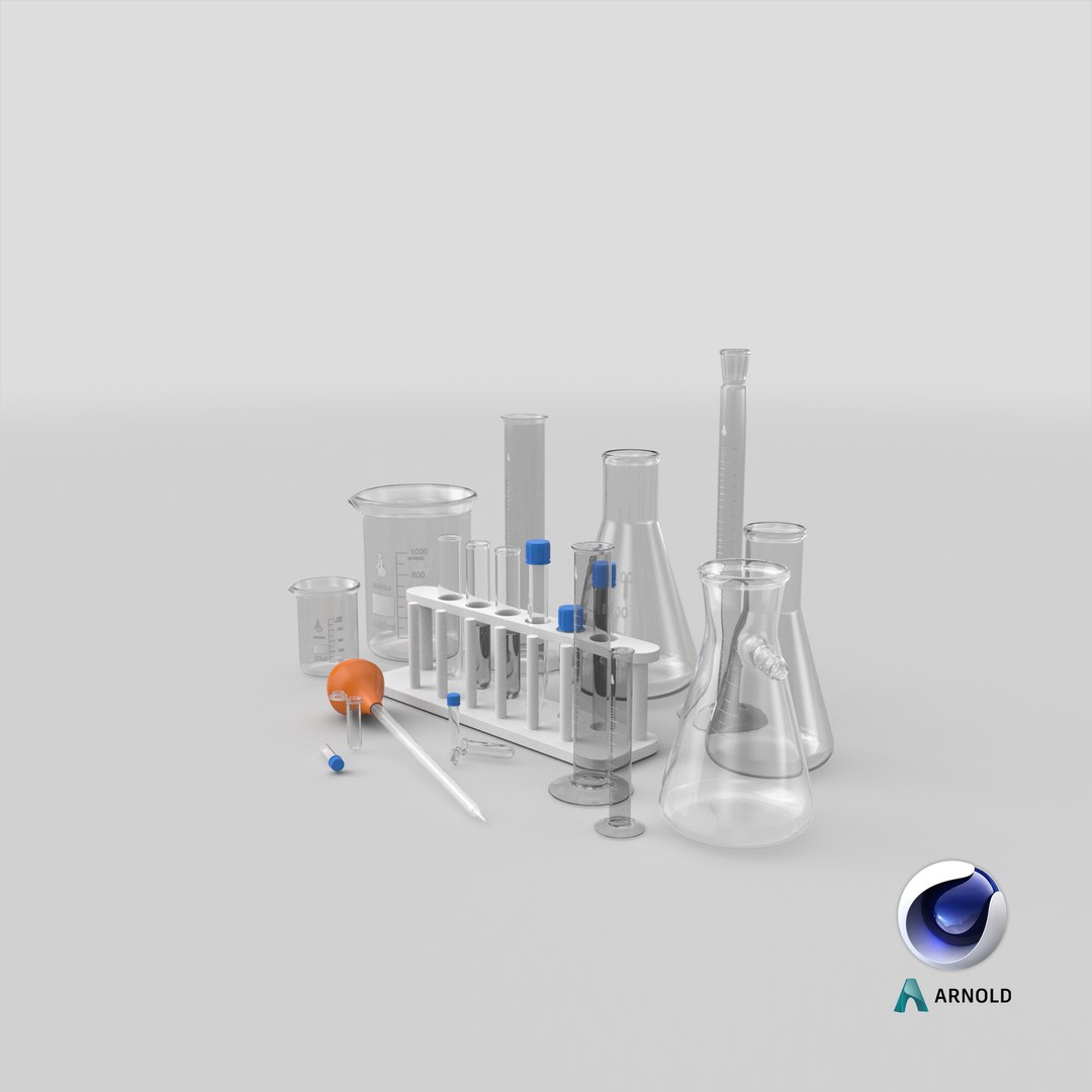 3d model set lab glassware beakers