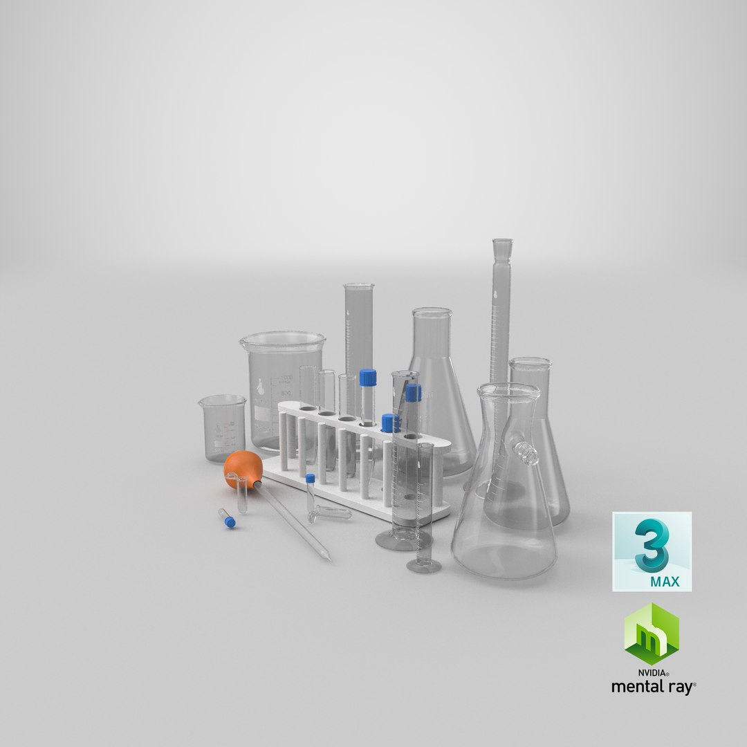 3d model set lab glassware beakers
