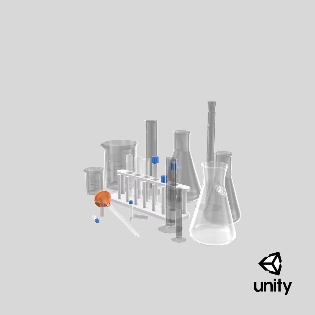 3d model set lab glassware beakers