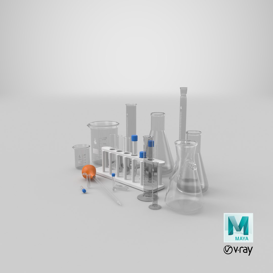 3d model set lab glassware beakers