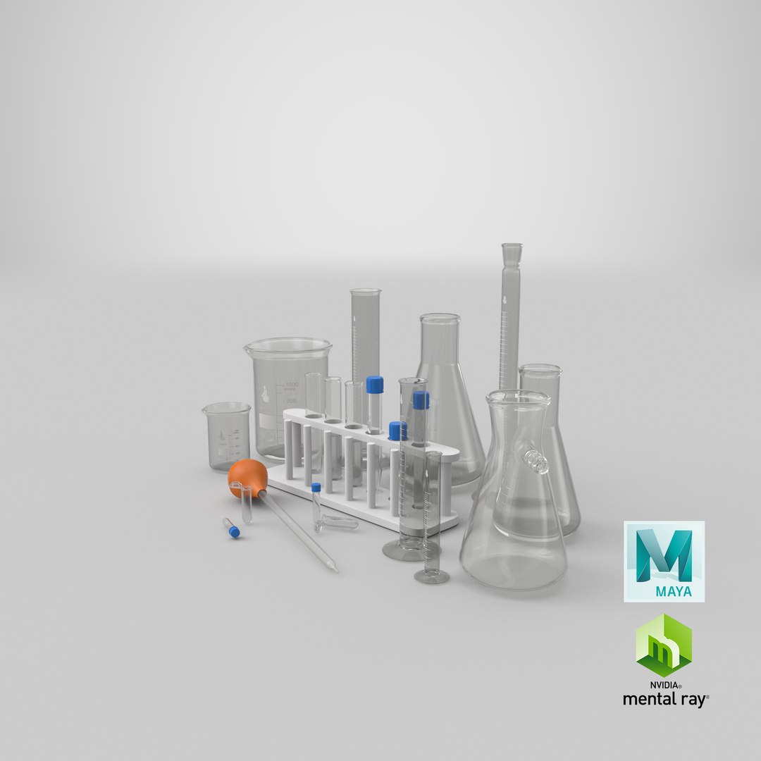 3d model set lab glassware beakers