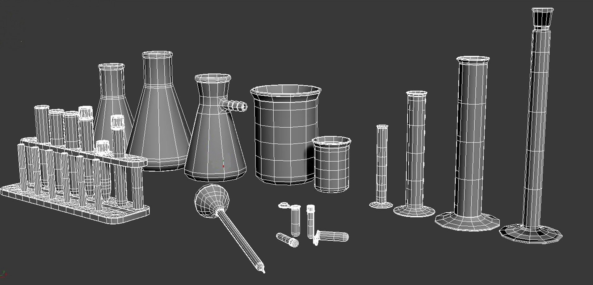 3d model set lab glassware beakers