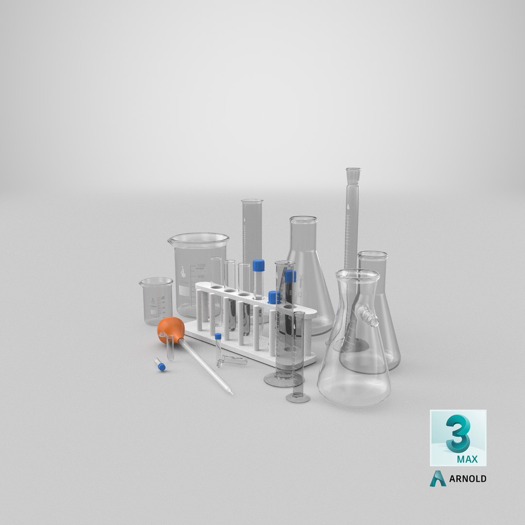 3d model set lab glassware beakers