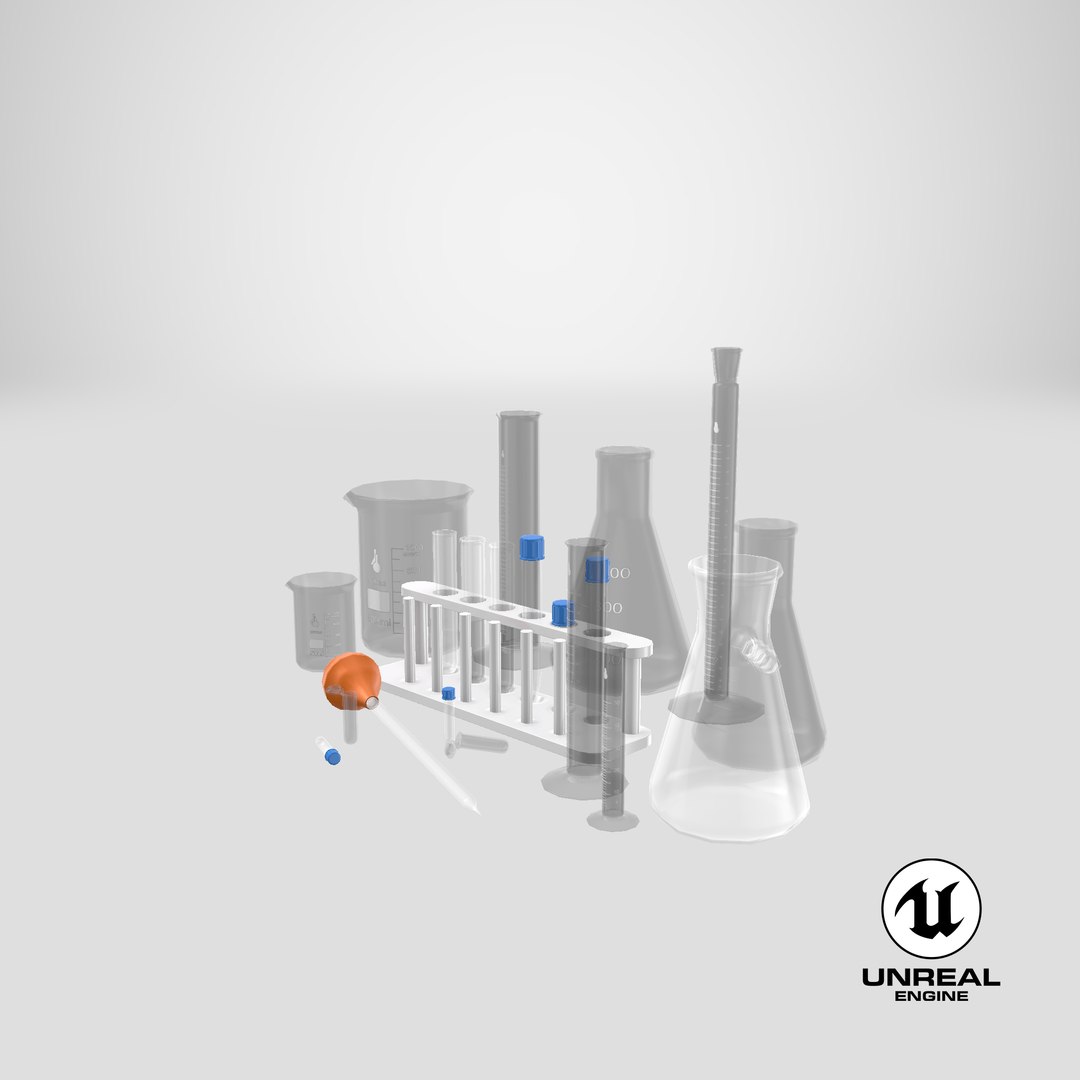 3d model set lab glassware beakers