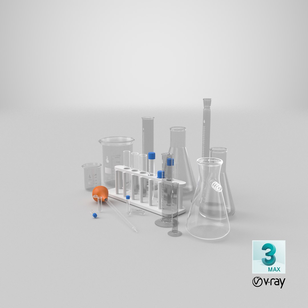 3d model set lab glassware beakers