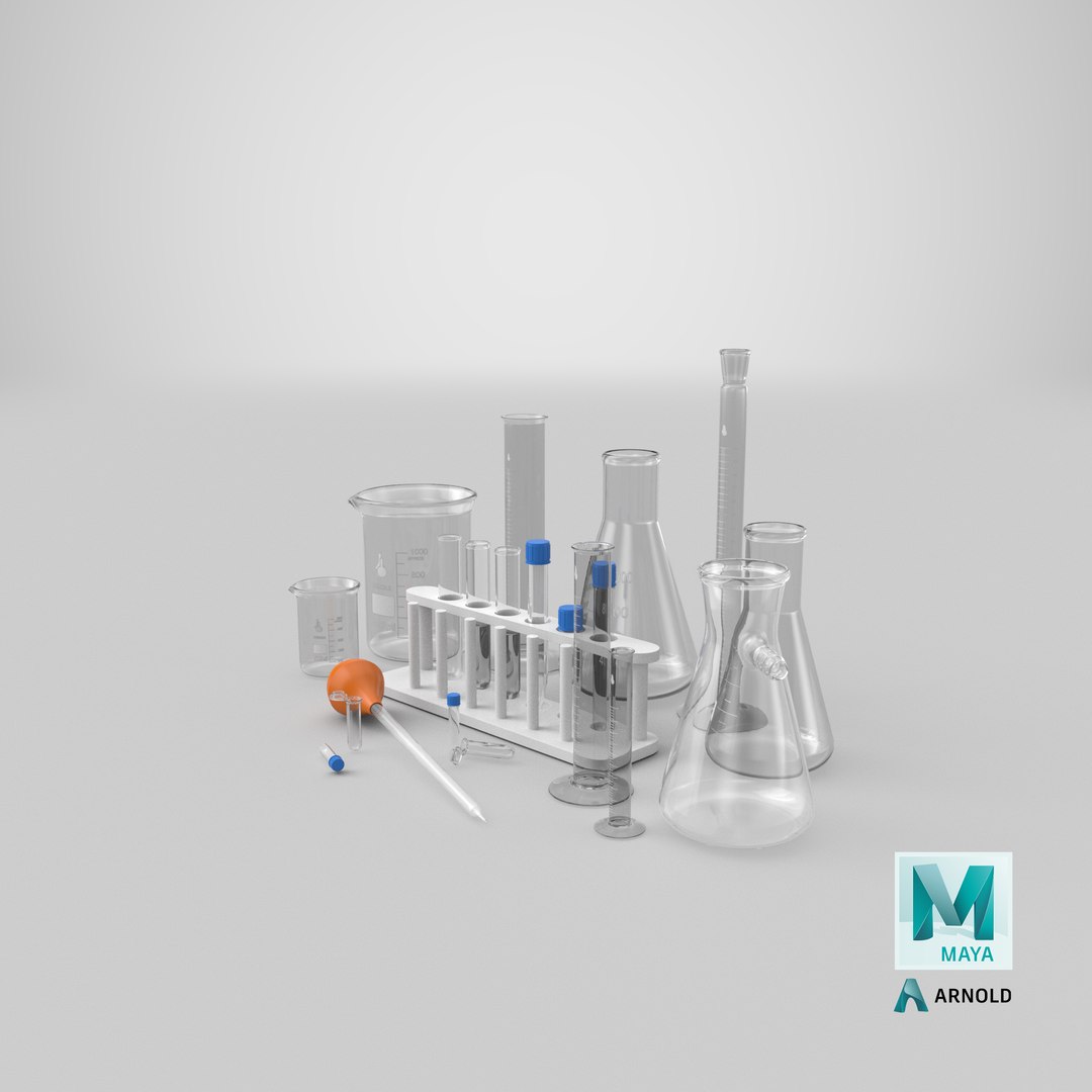 3d model set lab glassware beakers