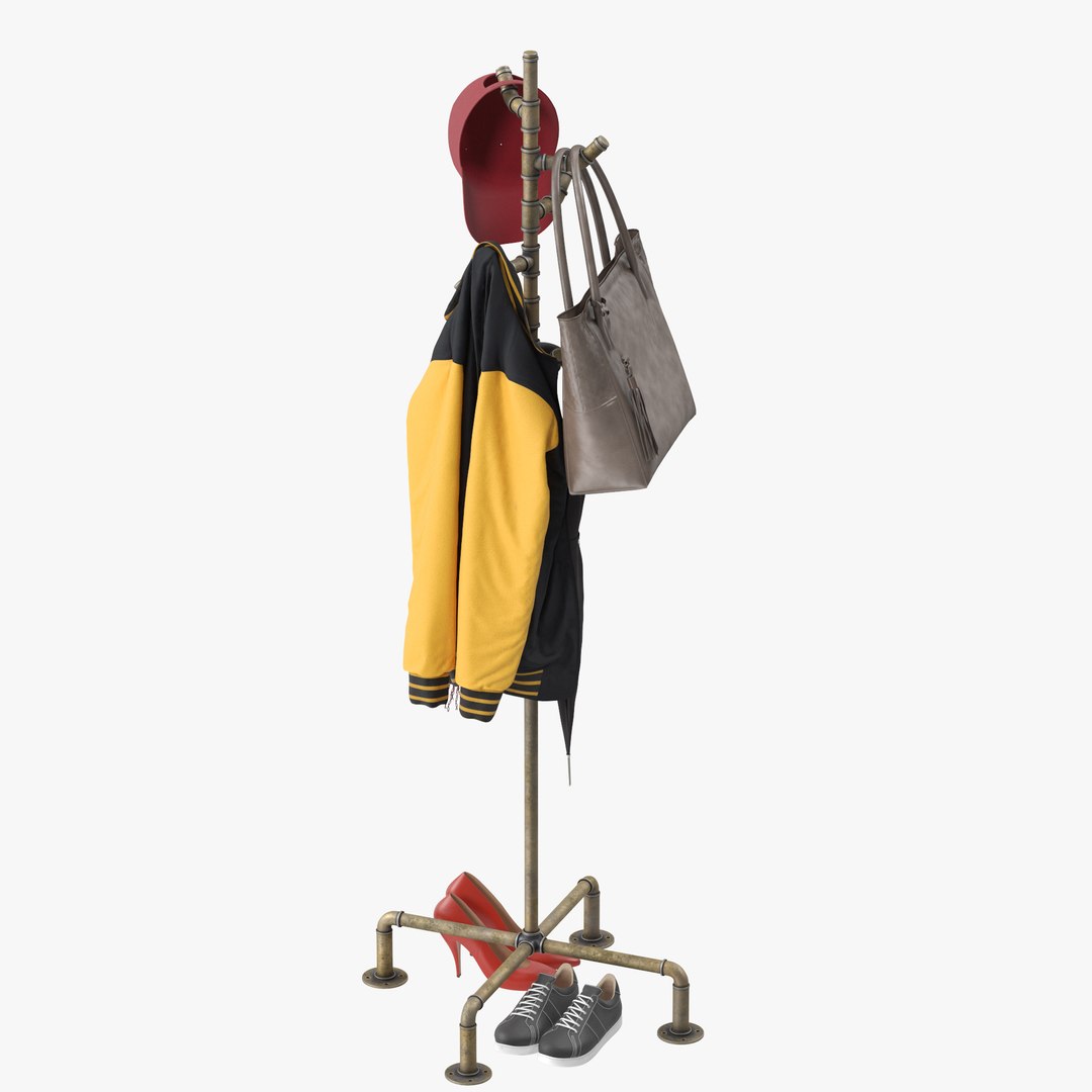 Industrial Metal Pipe Coat Rack 3D Model - TurboSquid 2138564