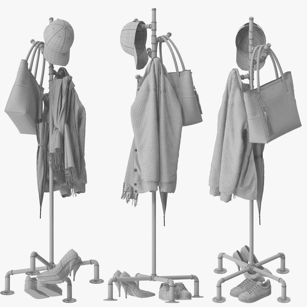 Industrial Metal Pipe Coat Rack 3D Model - TurboSquid 2138564