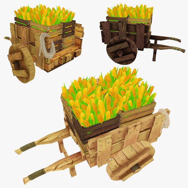 3d wooden cart corn