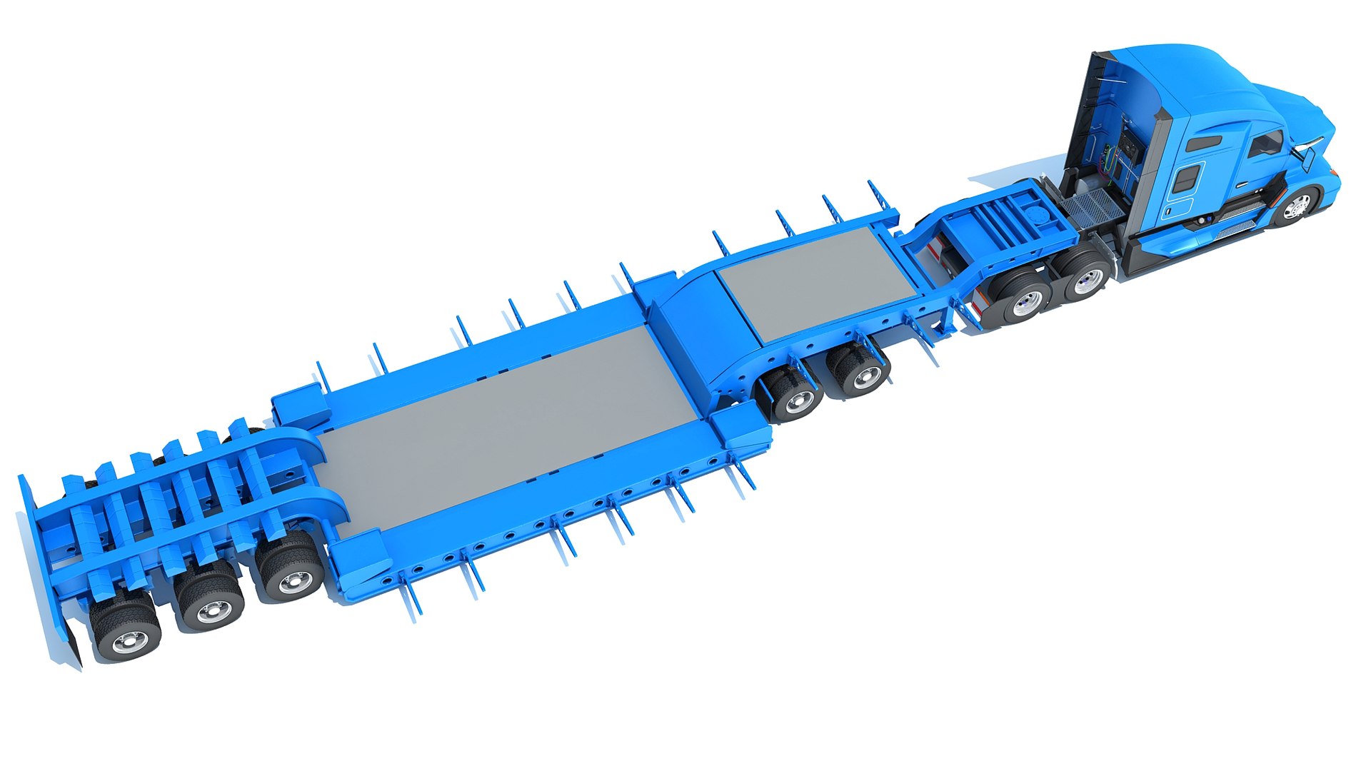 Truck with Lowboy Trailer 3D model - TurboSquid 1958219