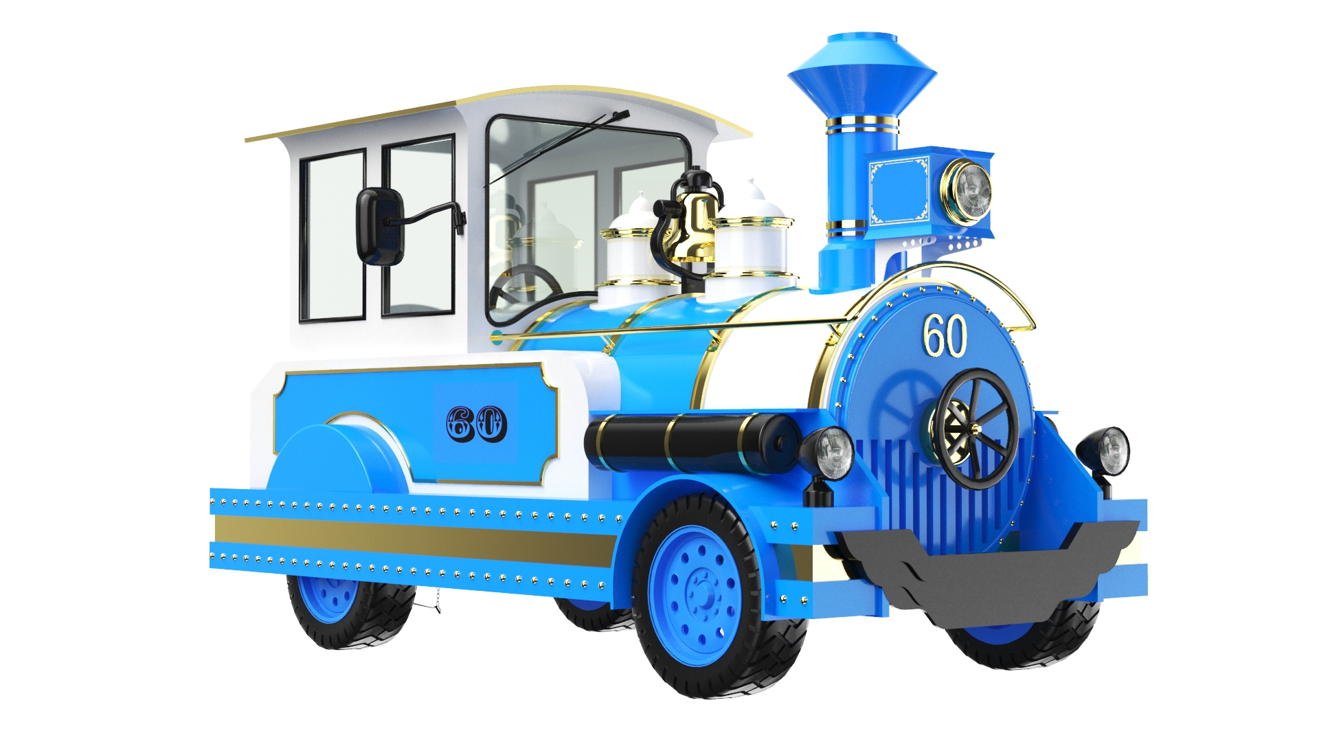 Detailed Amusement Park Train Blue 3D - TurboSquid 2171164