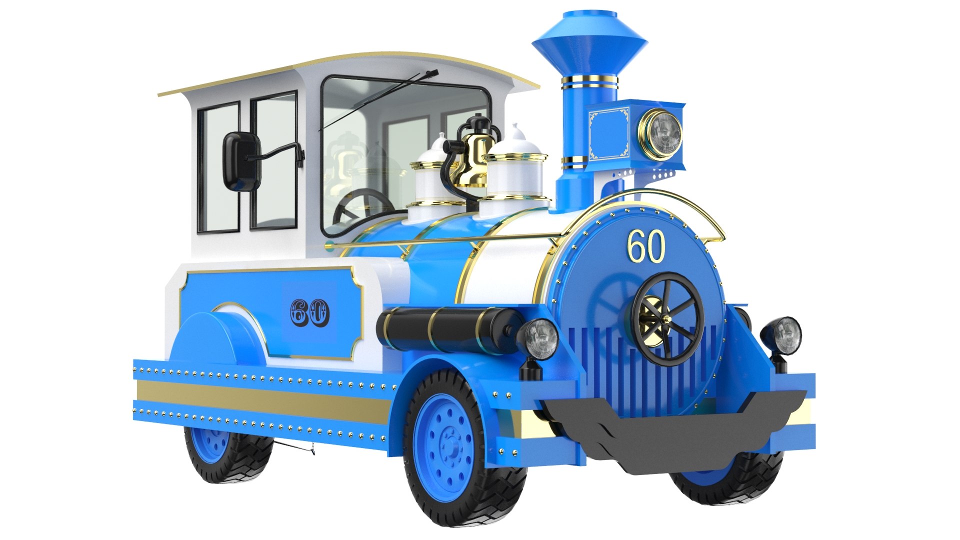 Detailed Amusement Park Train Blue 3D - TurboSquid 2171164