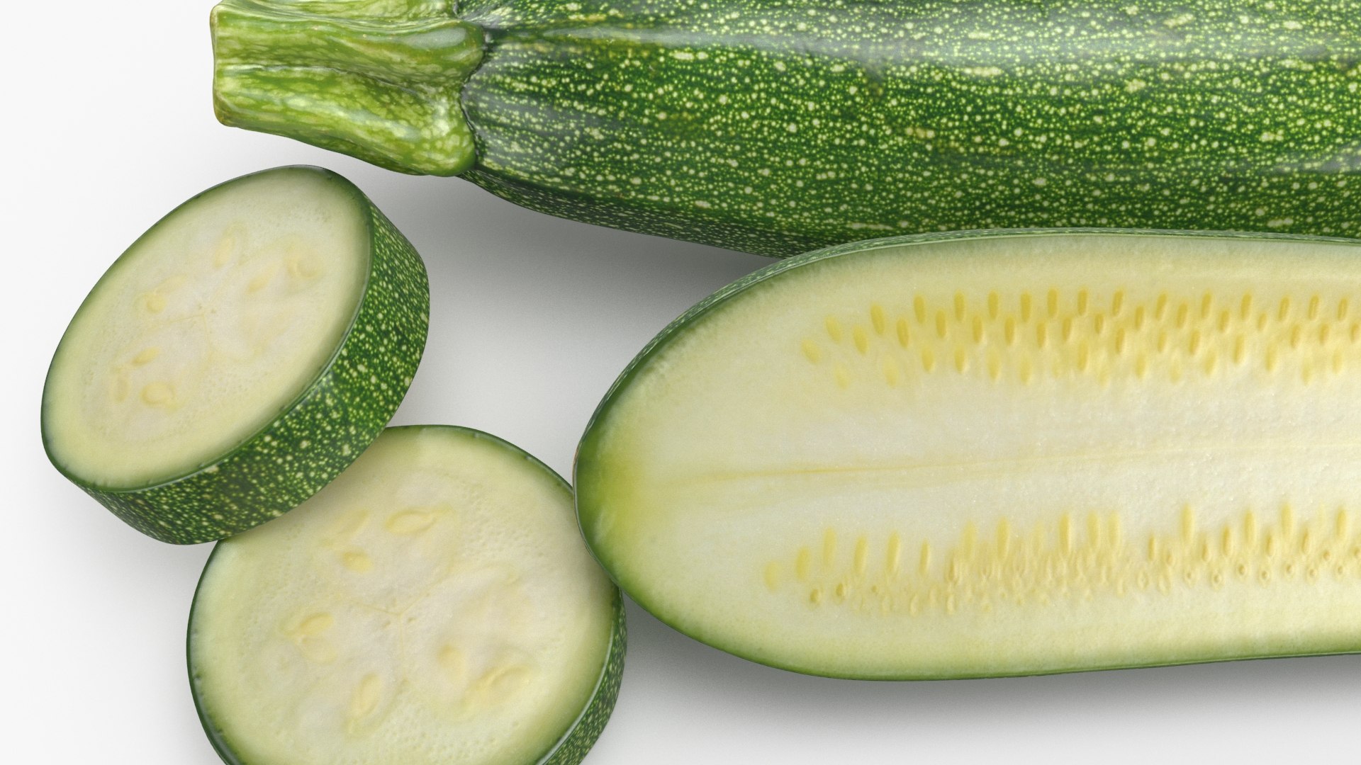 3D Fresh Green Zucchini Slices 5 Model - TurboSquid 2111153