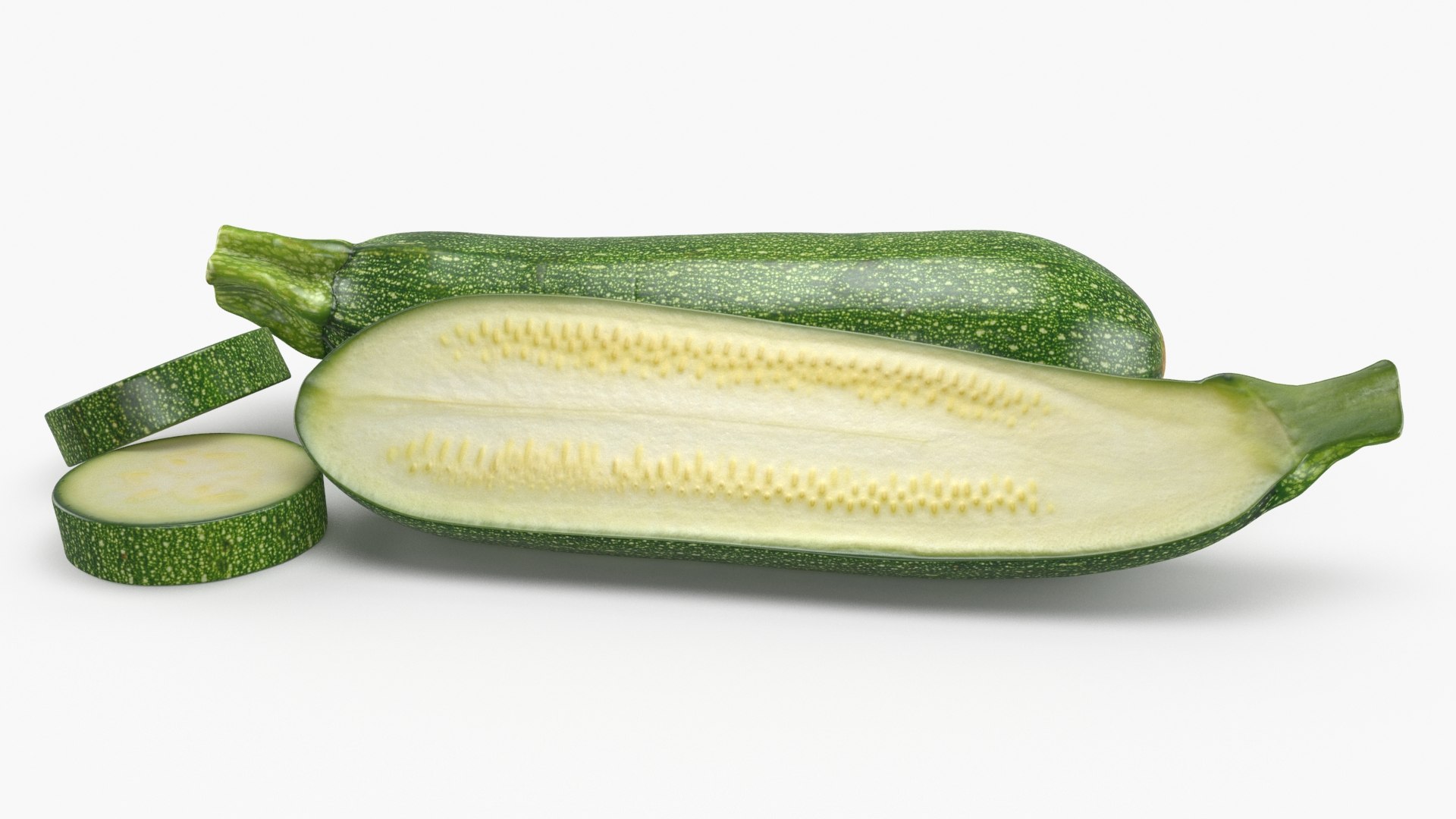 3D Fresh Green Zucchini Slices 5 Model - TurboSquid 2111153
