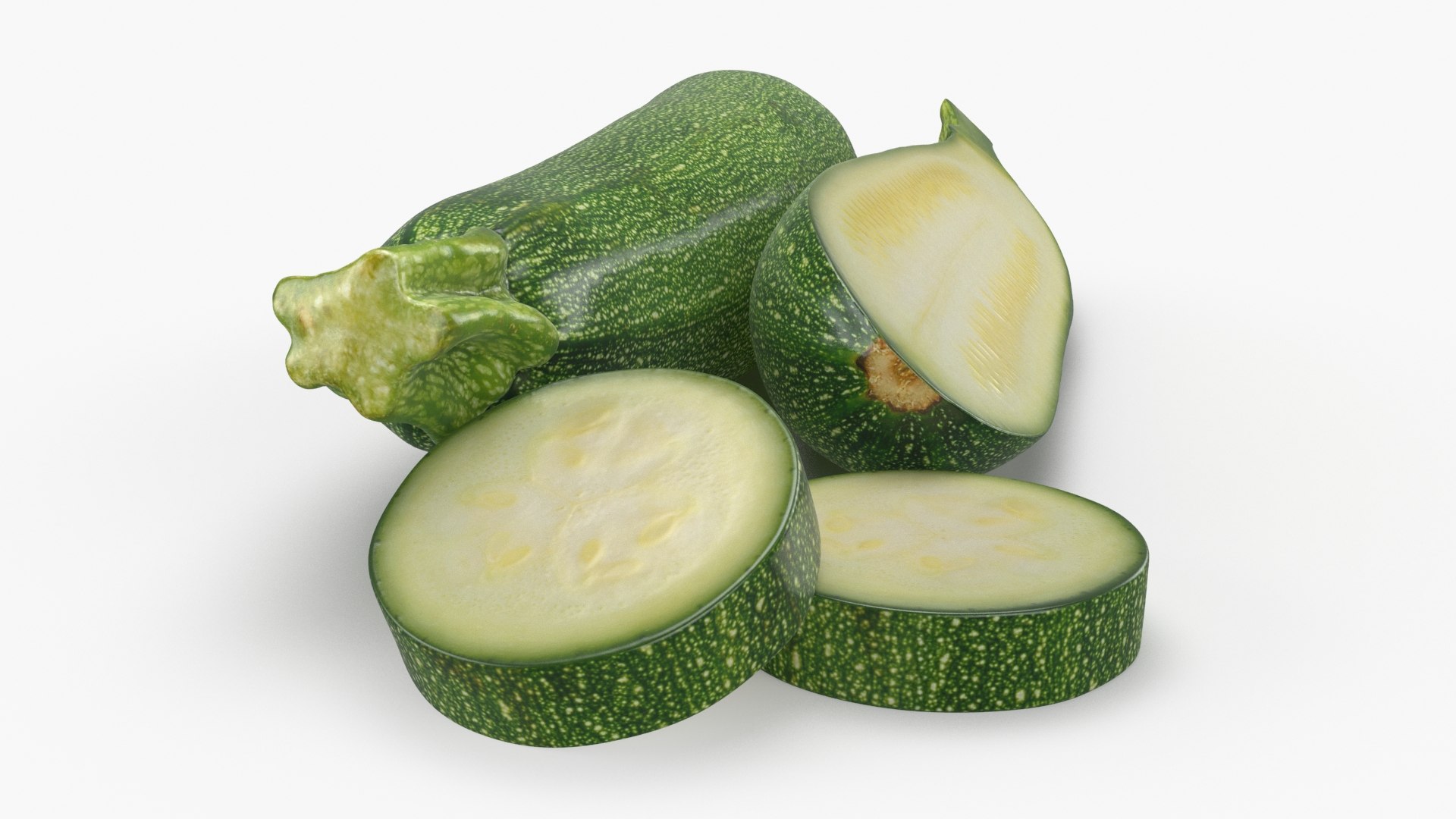3D Fresh Green Zucchini Slices 5 model - TurboSquid 2111153