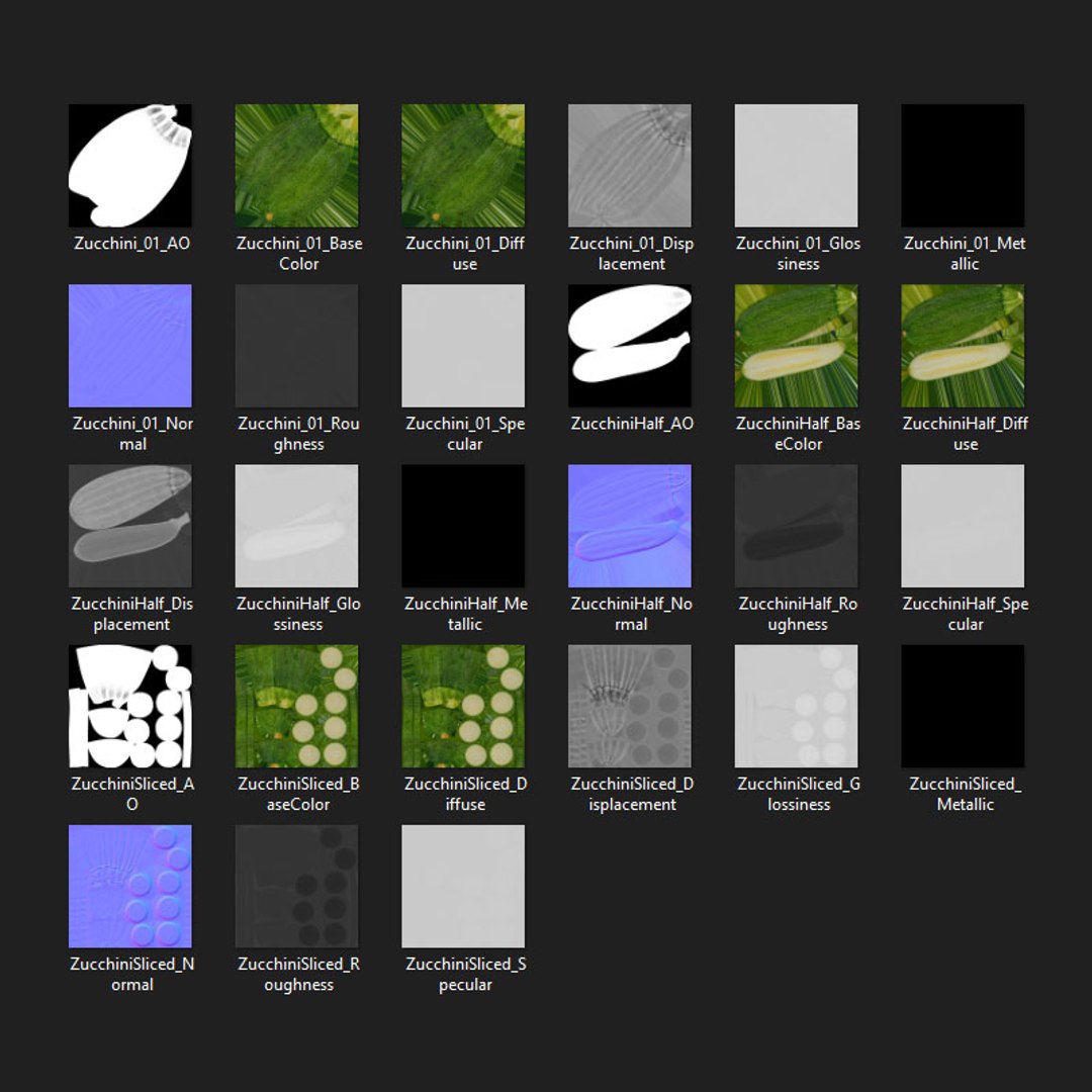 3D Fresh Green Zucchini Slices 5 Model - TurboSquid 2111153