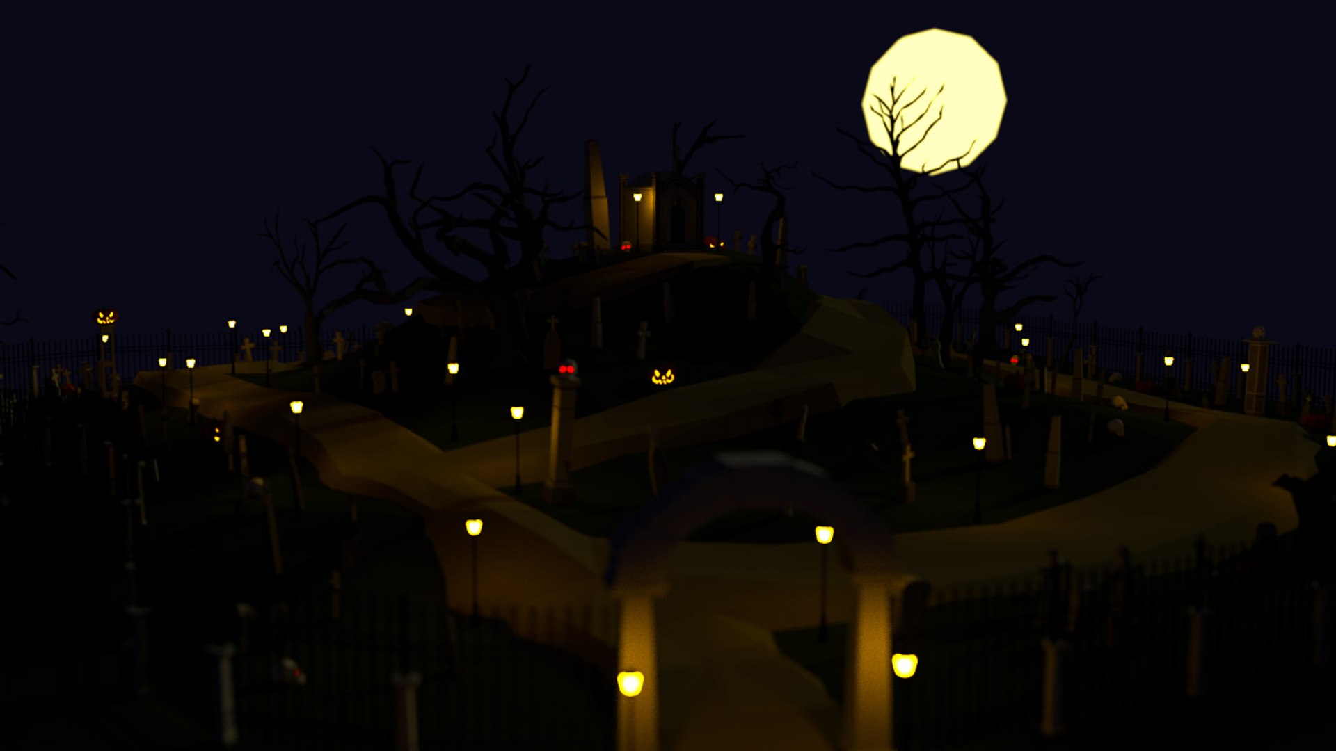 graveyard horror halloween 3d obj