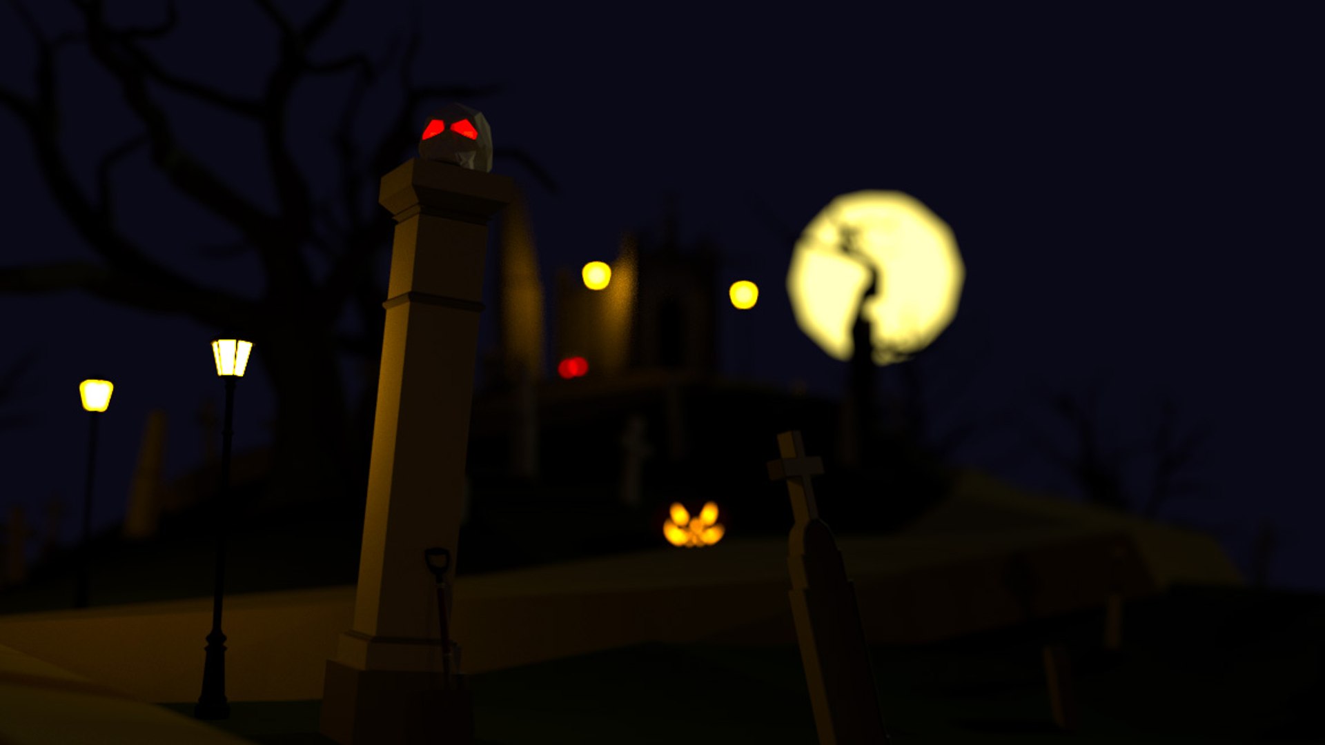 graveyard horror halloween 3d obj
