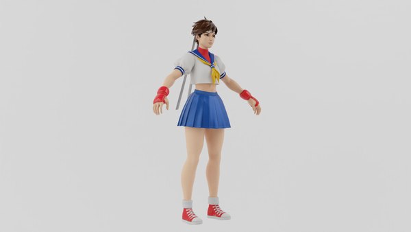 3D Sakura Street Fighter Lowpoly Rigged model - TurboSquid 2034151