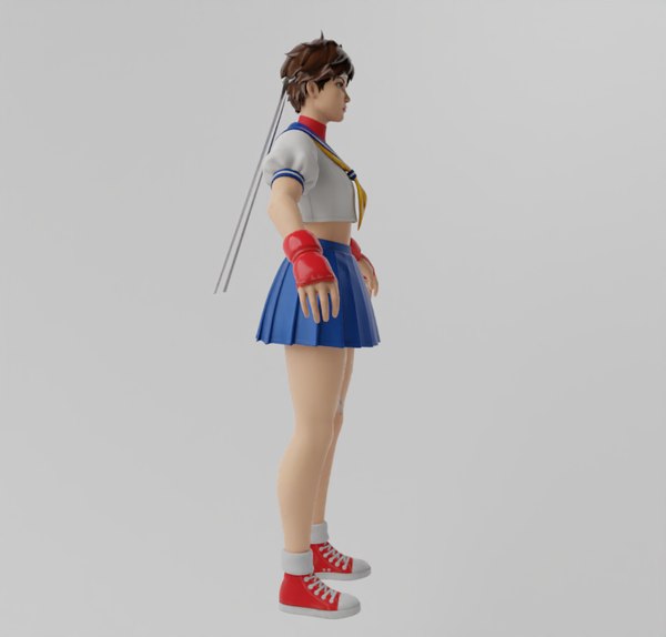 3D Sakura Street Fighter Lowpoly Rigged model - TurboSquid 2034151