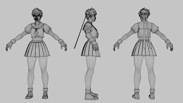 3D Sakura Street Fighter Lowpoly Rigged model - TurboSquid 2034151