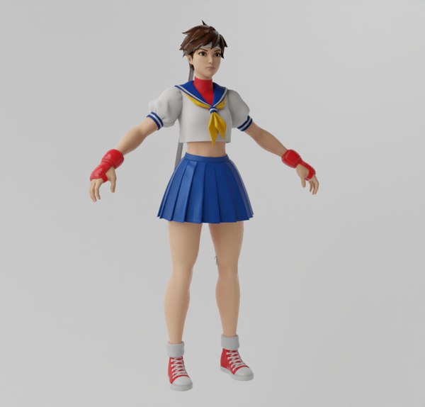 3D Sakura Street Fighter Lowpoly Rigged model - TurboSquid 2034151