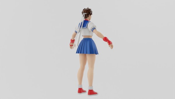 3D Sakura Street Fighter Lowpoly Rigged model - TurboSquid 2034151